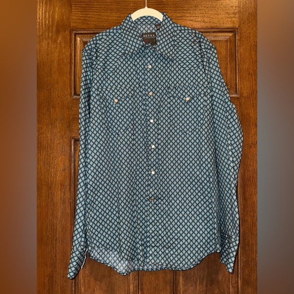 Roper | Shirts | Roper Mens Blue And Black Diamond Pattern Shirt | Poshmark